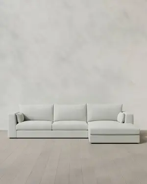 Quince Oasis Chaise Sectional In Performance Linen - Silver