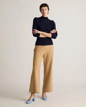 Quince Organic Cotton Double Knit Wide Leg Pants - Soft Camel