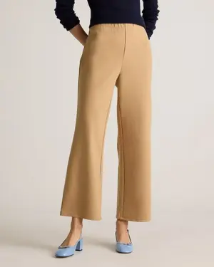 Quince Organic Cotton Double Knit Wide Leg Pants - Soft Camel