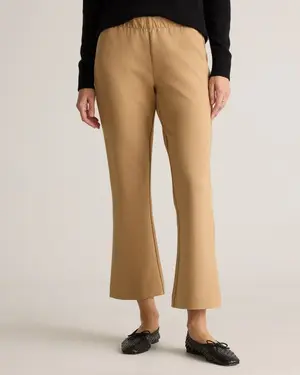 Quince Organic Cotton Double Knit Kick Flare Trousers - Soft Camel