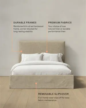 Quince Slipcover Bed In 100% Linen - Flax