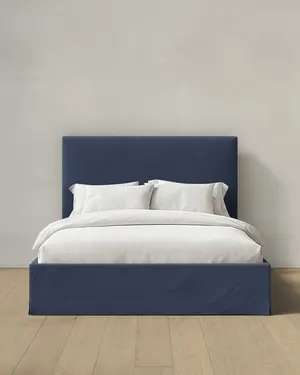 Quince Slipcover Bed In 100% Linen Navy