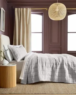 Quince Gauze Box Quilt Set - Light Grey