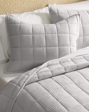Quince Gauze Box Quilt Set - Light Grey