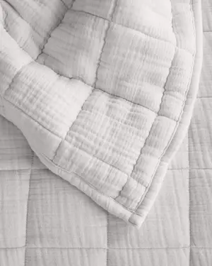 Quince Gauze Box Quilt Set - Light Grey