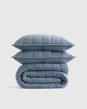 Quince Gauze Box Quilt Set - Mineral