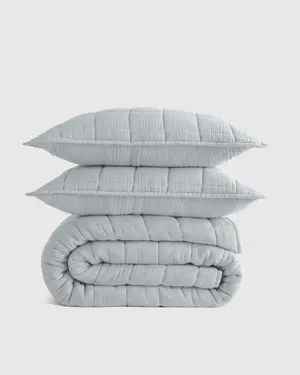 Quince Gauze Box Quilt Set - Mist