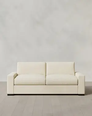 Quince Stillman Performance Velvet Sofa Ivory