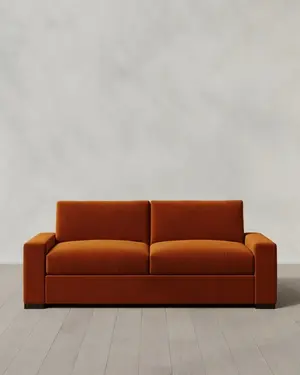 Quince Stillman Performance Velvet Sofa Rust