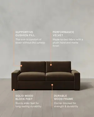 Quince Stillman Performance Velvet Sofa - Sable