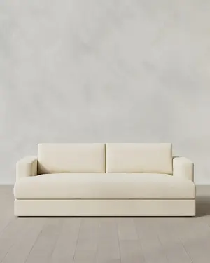 Quince Sierra Curved Arm Performance Velvet Sofa - Ivory