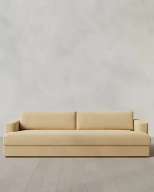 Quince Sierra Curved Arm Performance Velvet Sofa - Linen