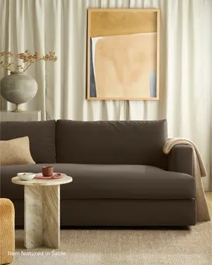 Quince Sierra Curved Arm Performance Velvet Sofa - Linen