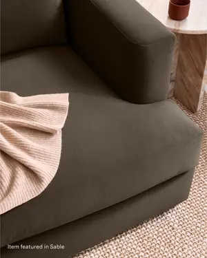 Quince Sierra Curved Arm Performance Velvet Sofa - Linen