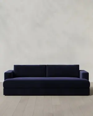 Quince Sierra Curved Arm Performance Velvet Sofa Midnight