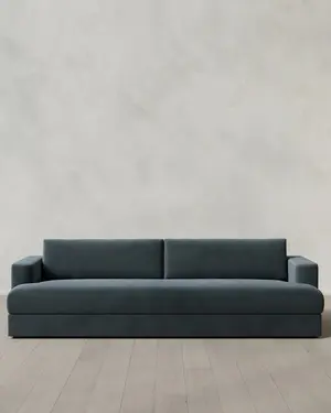 Quince Sierra Curved Arm Performance Velvet Sofa Pine