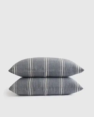 Quince Gauze Sham Set - Denim Stripe