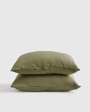 Quince Gauze Sham Set - Olive
