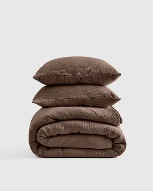 Quince Gauze Dream Quilt Set - Chocolate