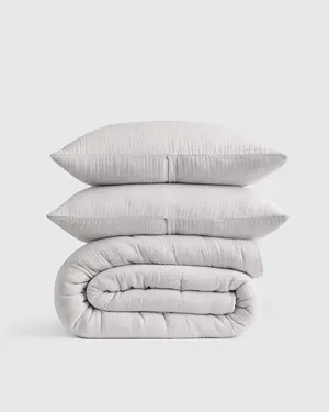 Quince Gauze Dream Quilt Set Light Grey