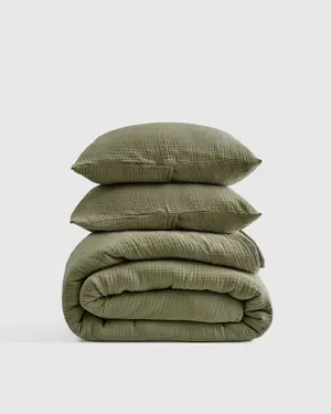 Quince Gauze Dream Quilt Set Olive