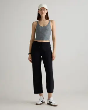Quince High-rise Cropped Sweatpants - Black