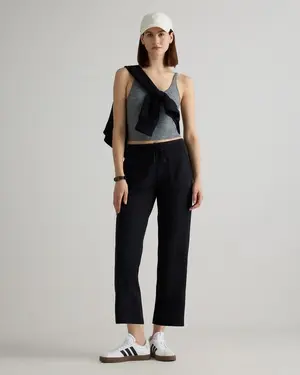 Quince High-rise Cropped Sweatpants - Black