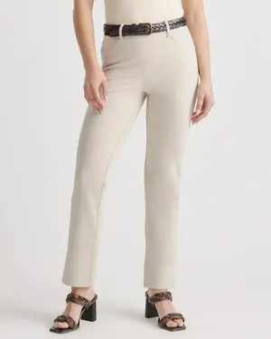 Quince Ponte Straight Leg Trousers - Ecru