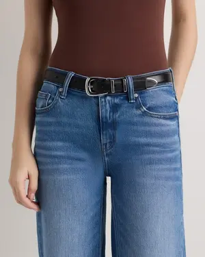Quince Lola European Leather Western Belt - Black/silver