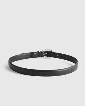 Quince Lola European Leather Western Belt - Black/silver