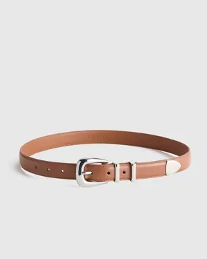 Quince Lola European Leather Western Belt - Nutmeg