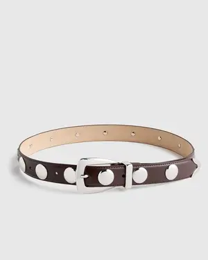 Quince Alyssa European Leather Studded Belt - Espresso