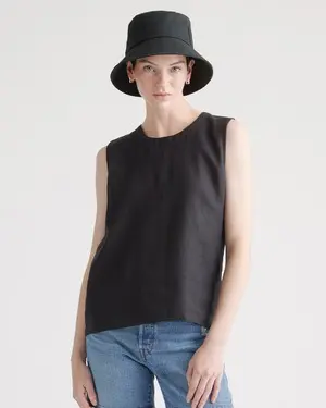 Quince Linen Tank Top - Black