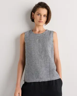 Quince Linen Tank Top - Classic Mini Gingham
