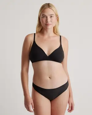 Quince Women's Second Skin Crossover Bralette Black