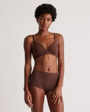 Quince Second Skin Crossover Bralette - Cocoa