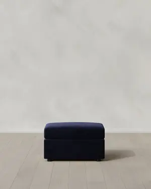Quince Brennan Ottoman In Performance Velvet Midnight