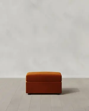 Quince Brennan Ottoman In Performance Velvet Rust