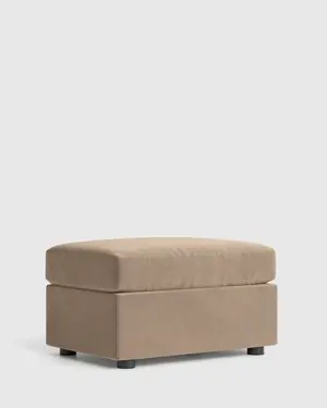 Quince Brennan Ottoman In Performance Velvet - Spruce