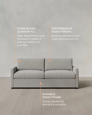 Quince Brennan Sofa In Performance Basketweave - Fog