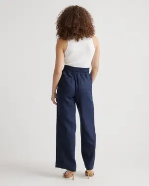 Quince 100% European Linen Wide Leg Pants With Drawstring Waist - Deep Navy