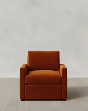 Quince Brennan Accent Chair In Performance Velvet - Rust