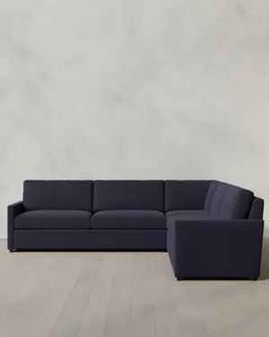 Quince Brennan L Sectional In Performance Basketweave - Navy