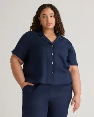 Quince Linen Short Sleeve Shirt - Deep Navy