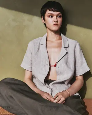 Quince QUINCE Linen Short Sleeve Shirt Flax