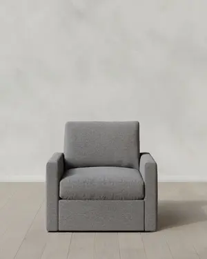 Quince Brennan Swivel Chair In Performance Basketweave - Ash