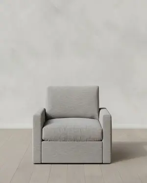 Quince Brennan Swivel Chair In Performance Basketweave - Fog