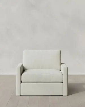 Quince Brennan Swivel Chair In Performance Basketweave - Ivory