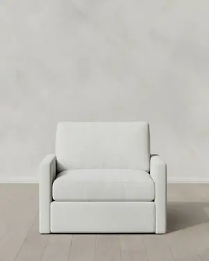 Quince Brennan Swivel Chair In Performance Basketweave - Snow