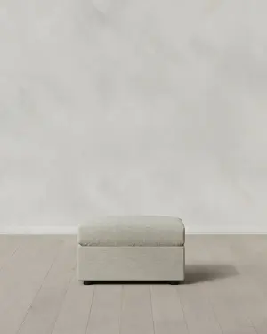 Quince Brennan Ottoman In Performance Basketweave Flax
